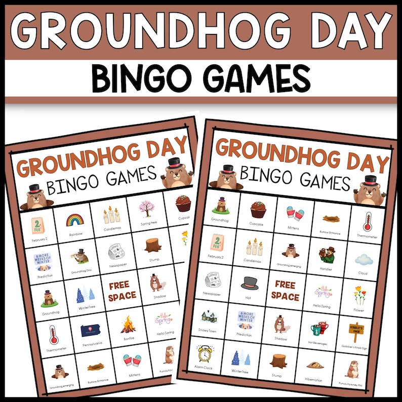 No Prep Groundhog Day Bingo Games Activities for the Classroom - Etsy