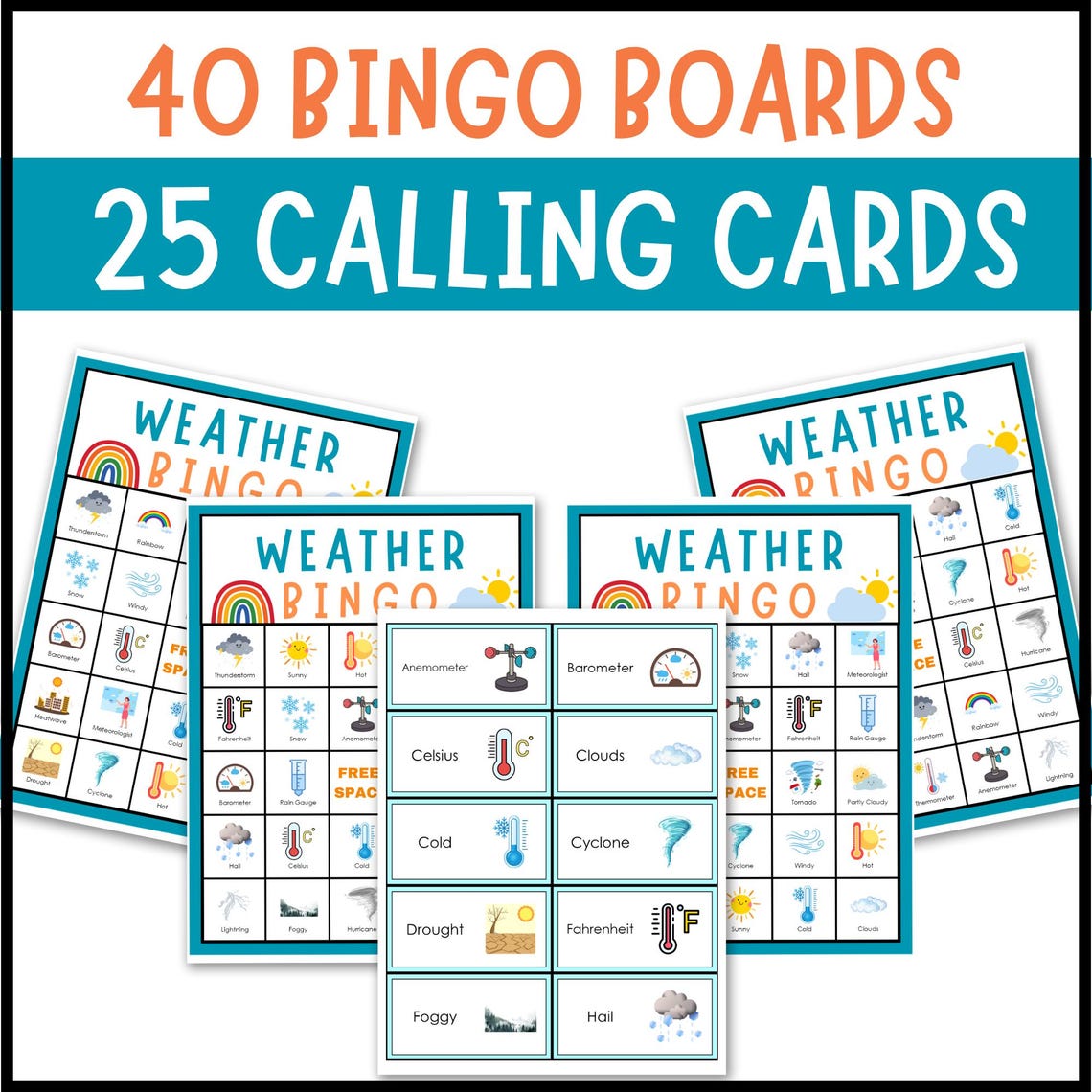 Weather Science Unit Bingo Games Extreme Severe Climate Vocabulary ...