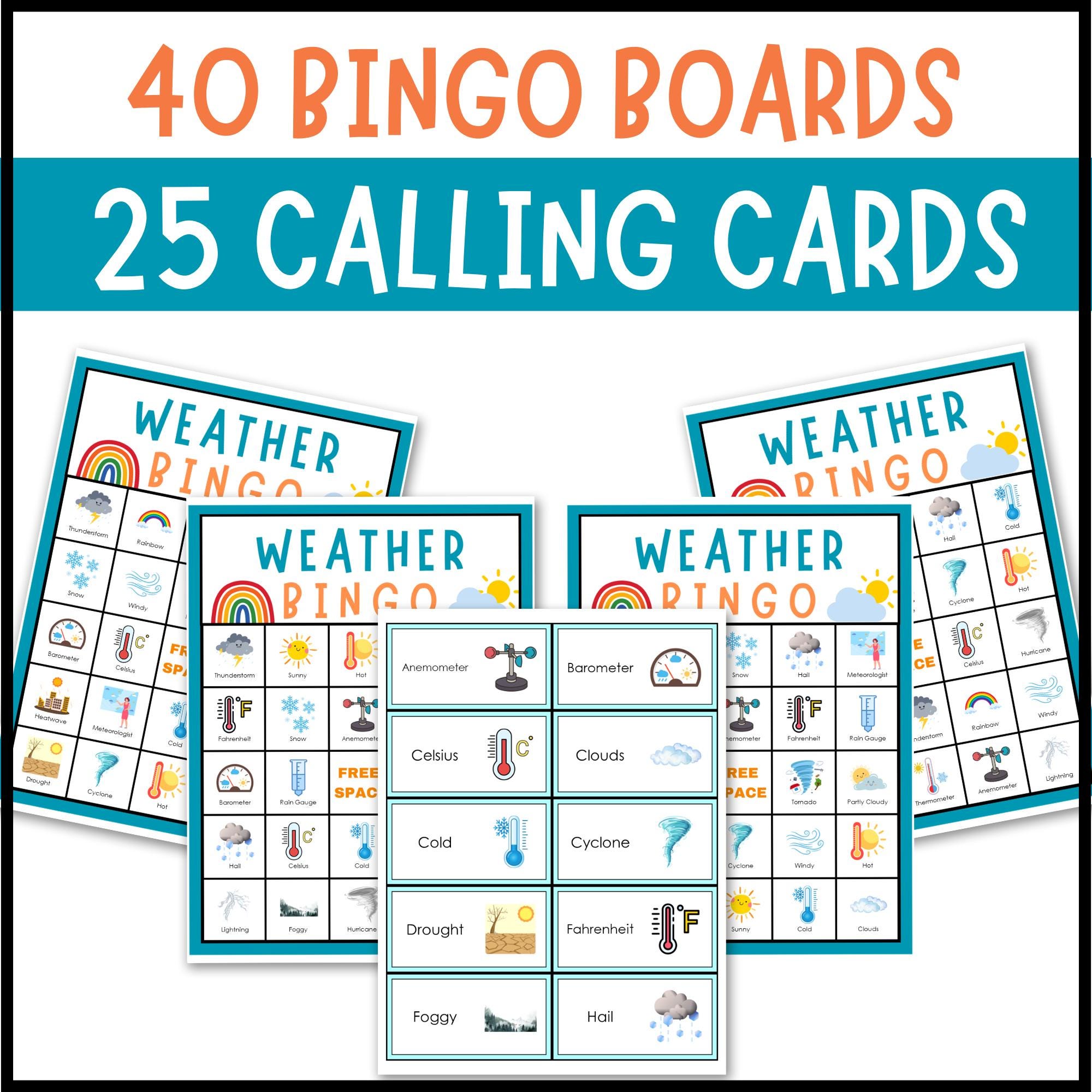 Weather Science Unit Bingo Games Extreme Severe Climate Vocabulary ...
