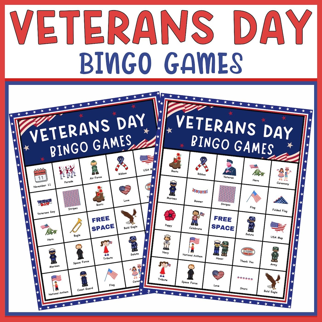 Fun Veterans Day Vocabulary Bingo Games Patriotic Military Activities ...