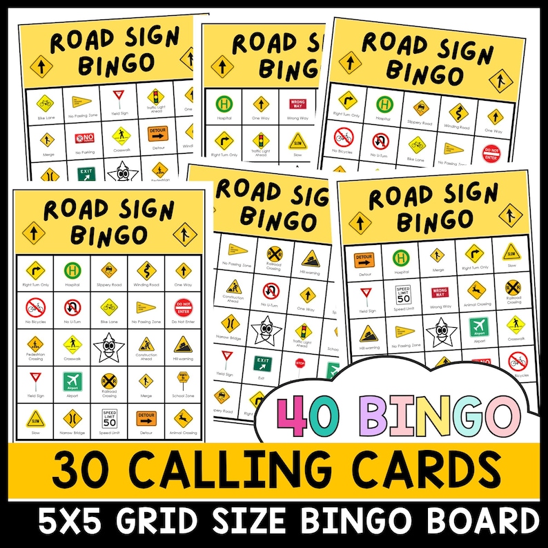 Road Signs Bingo Games Life Skills Traffic Signs Safety and Symbols ...
