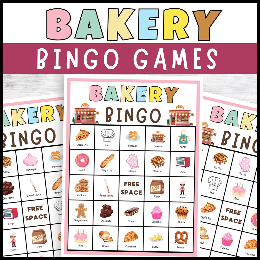 Bakery Themed Bingo Games Activities Grocery Store Pastry Shop - Etsy ...