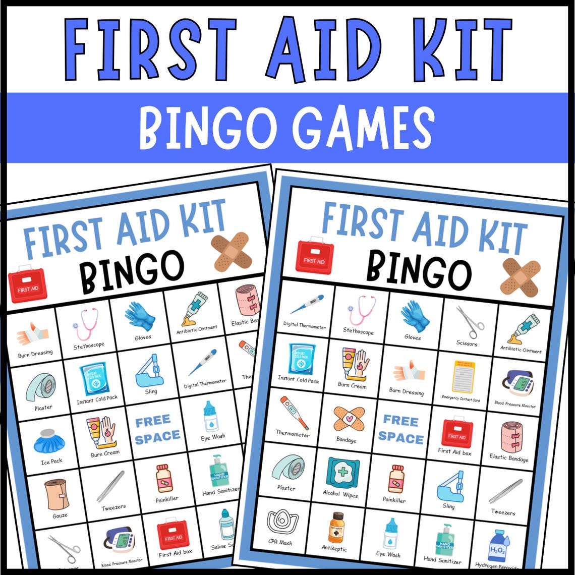 First Aid Kit Bingo Games Activities Life Skills Emergency Safety Unit ...