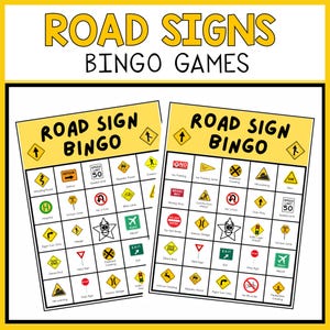 Road Signs Bingo Games Life Skills Traffic Signs Safety and Symbols ...