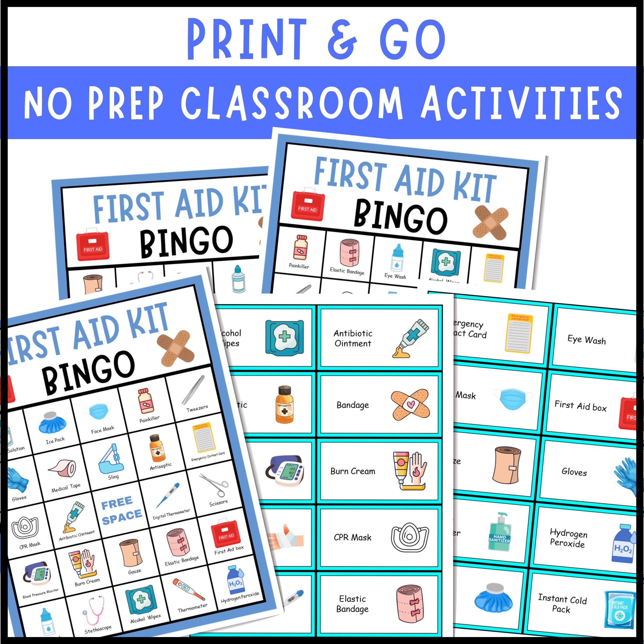 First Aid Kit Bingo Games Activities Life Skills Emergency Safety Unit ...