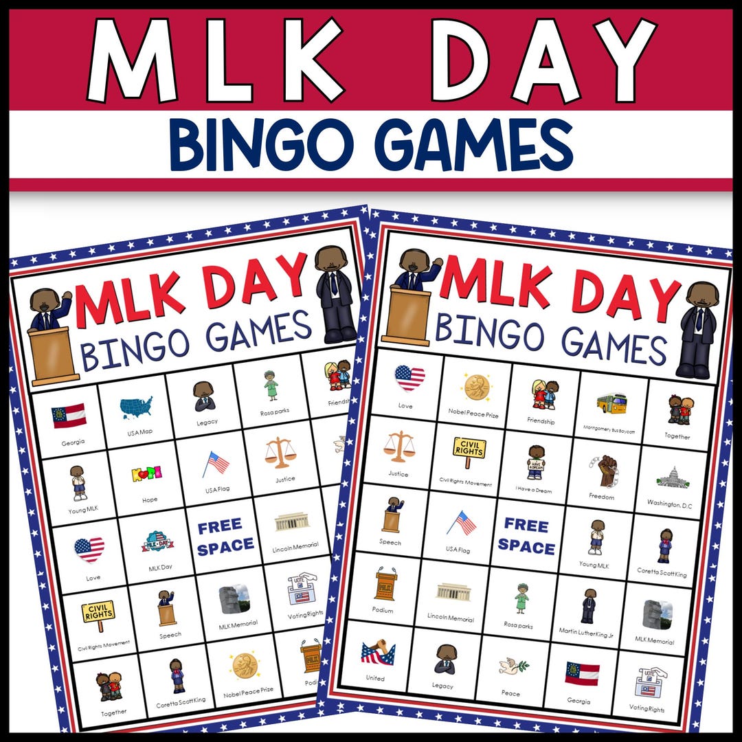No Prep MLK Dr. Martin Luther King Jn Day Bingo Games Activities - Etsy