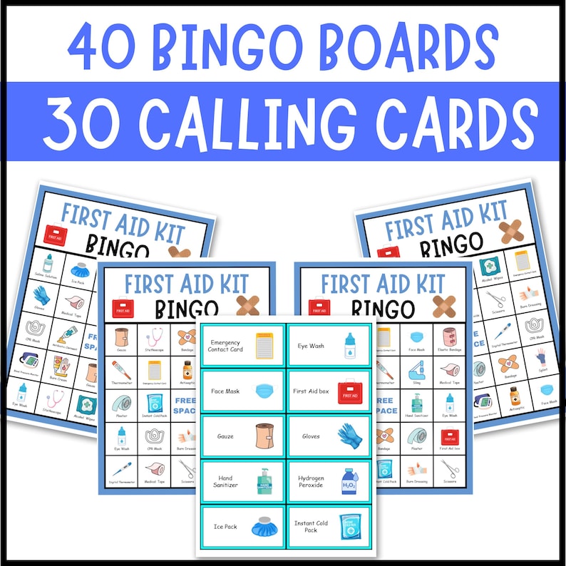 First Aid Kit Bingo Games Activities Life Skills Emergency Safety Unit ...