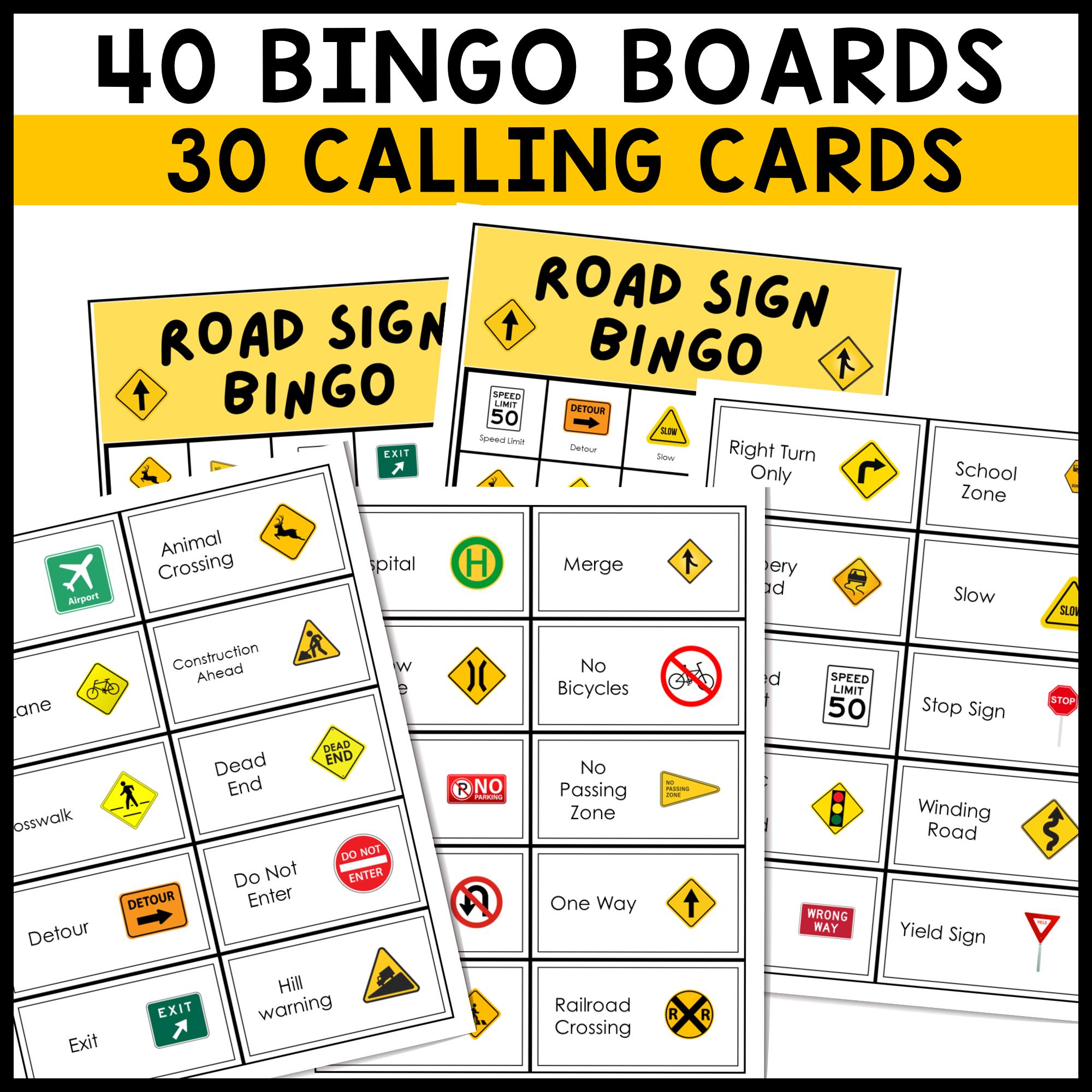 Road Signs Bingo Games Life Skills Traffic Signs Safety and Symbols ...