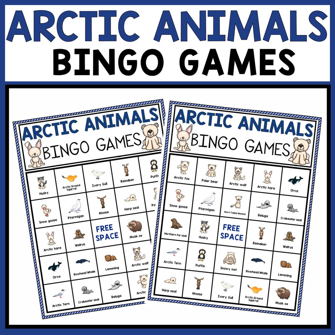 Arctic Polar North Pole Winter Animals Wildlife Habitats Bingo Games ...
