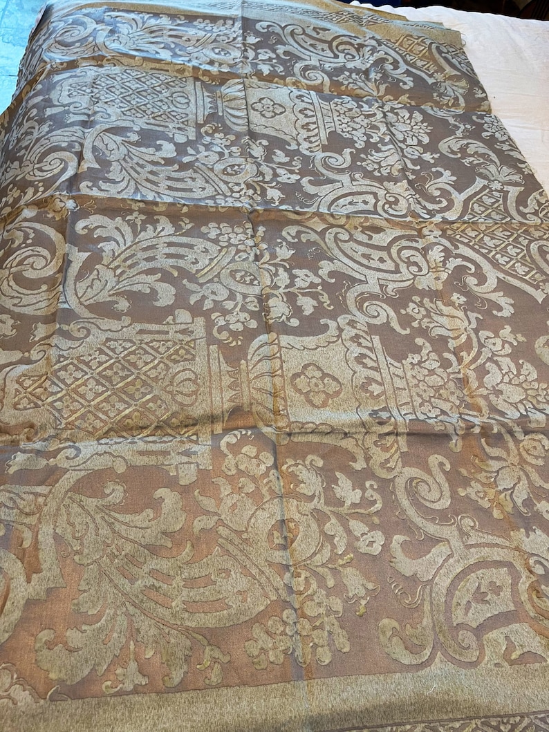 Fortuny Fabric Made in Italy Designer Textile Avacado Green and Silvery ...