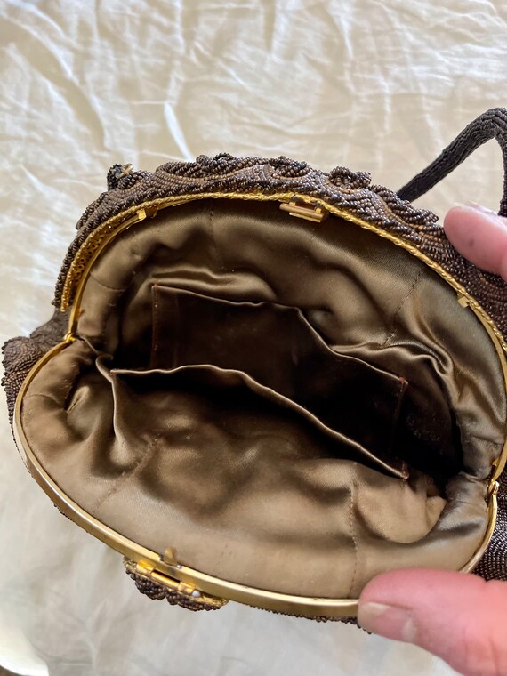 French 1950s hand beaded purse perfect condition bron… - Gem