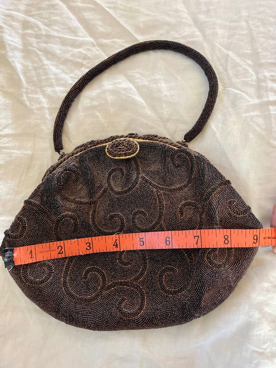 French 1950s hand beaded purse perfect condition bron… - Gem
