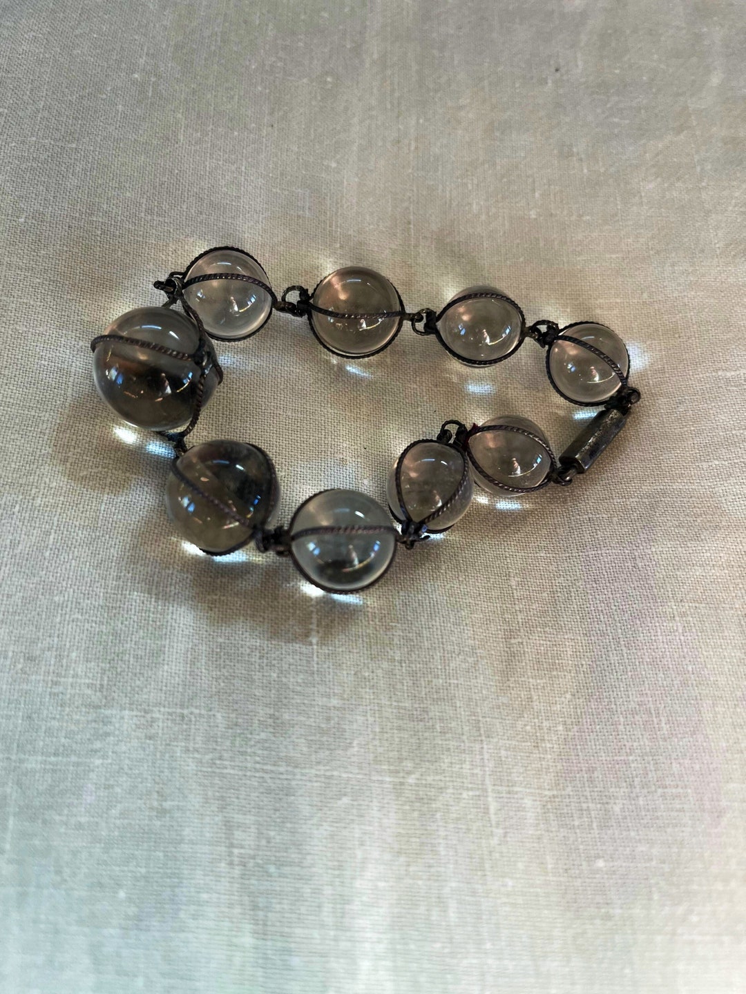 Antique Art Deco Bracelet Pools of Light Quartz Crystal Sterling ...