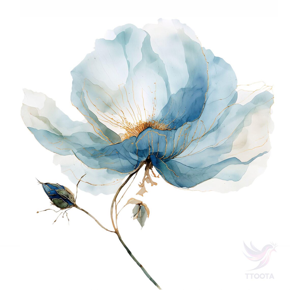 10 Watercolor Flower Clipart Set: Pastel Botanical PNG Bundle (digital ...
