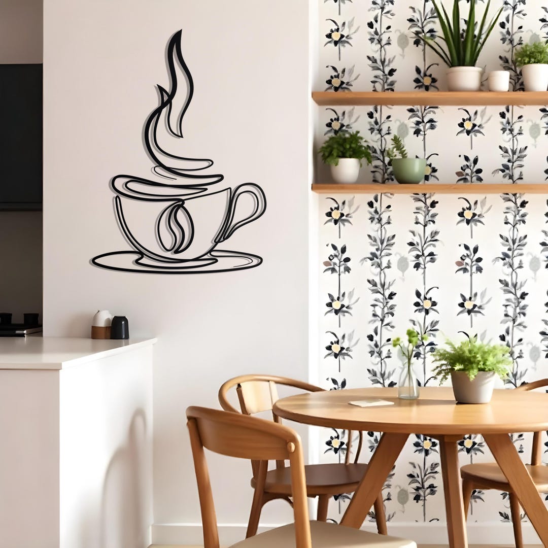 Coffee Metal Wall Art | Line Art Coffee Wall Decor | Coffee Lover Decor ...