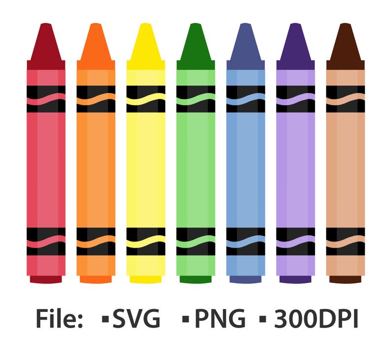 Crayon Set, Crayon Cut File, Design Bundle Pack: Clipart SVG PNG ...