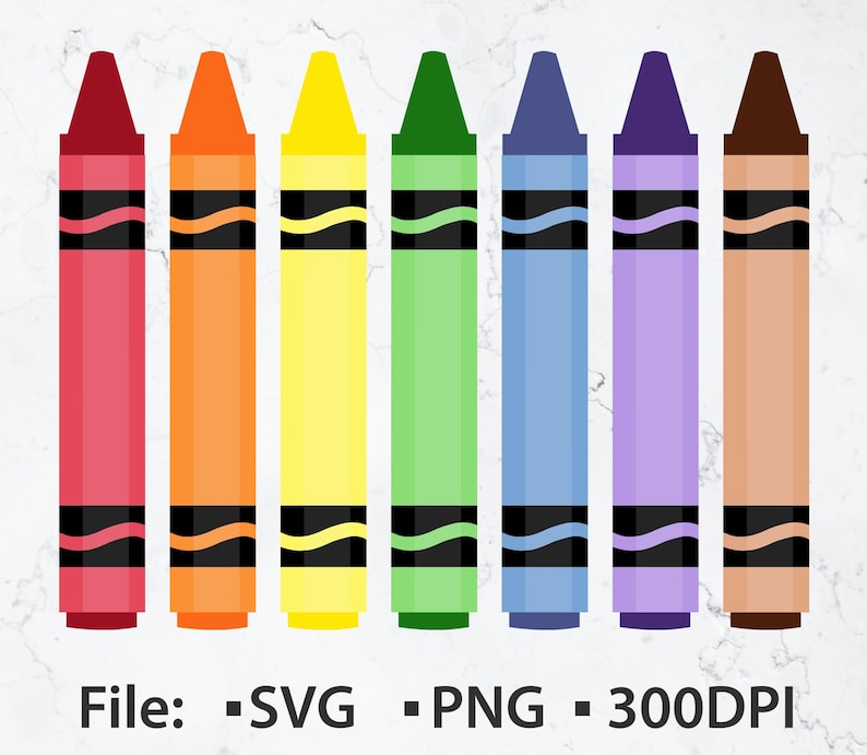 Crayon Set, Crayon Cut File, Design Bundle Pack: Clipart SVG PNG ...