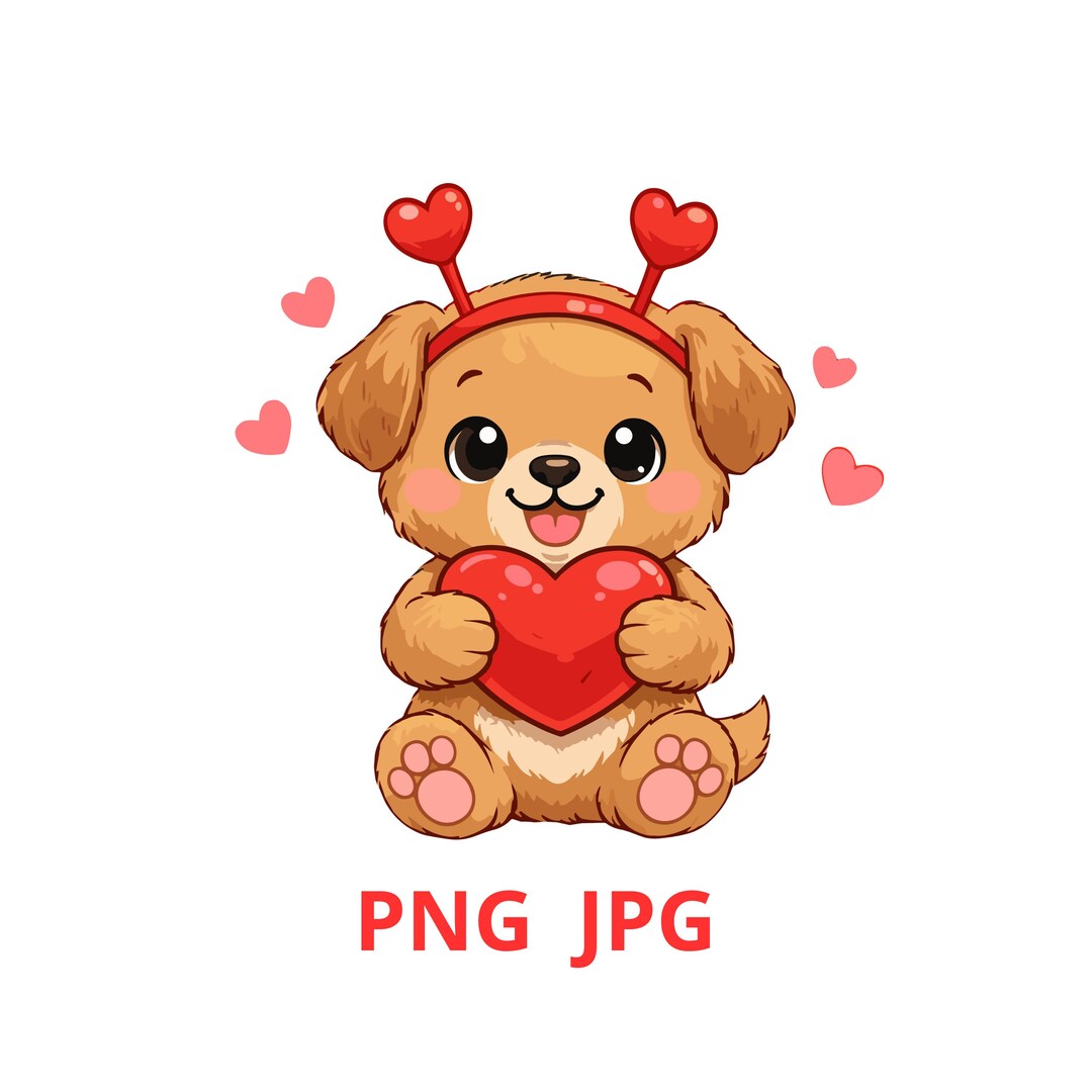 Cute Valentine Puppy Clipart, Love Dog PNG, Valentine’s Day Puppy ...