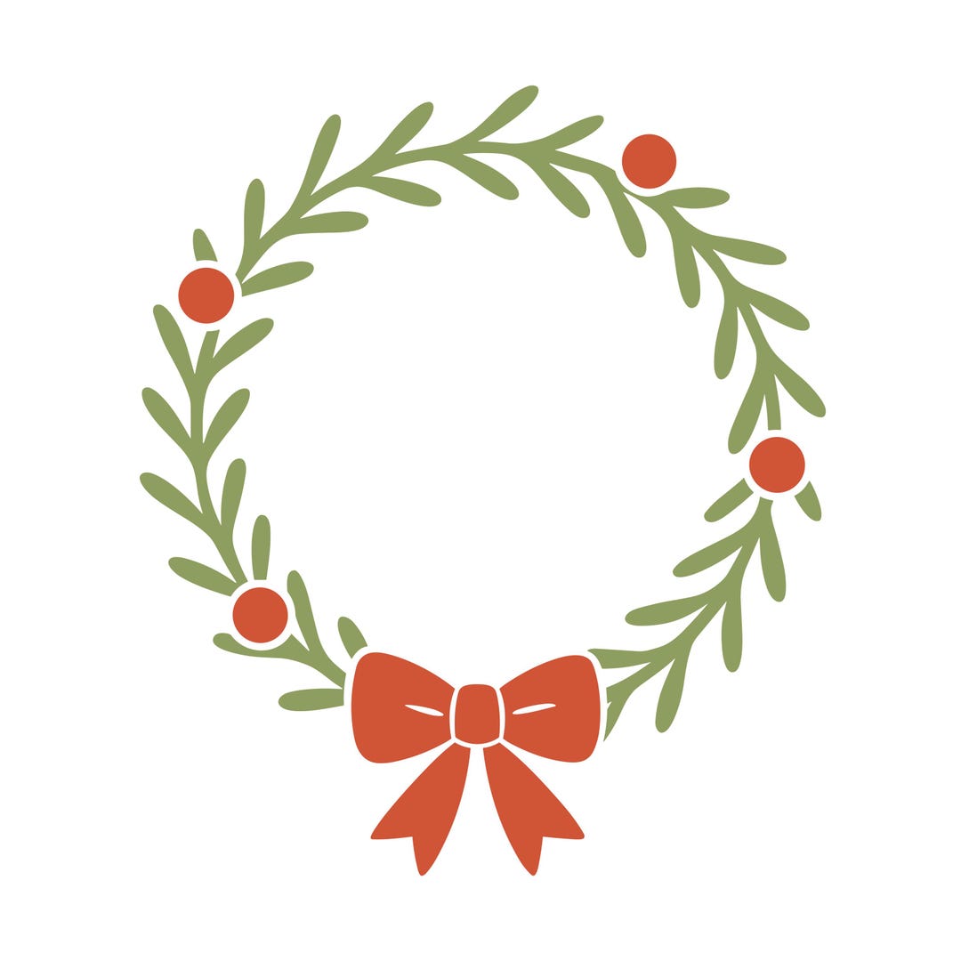 Christmas Wreath Clipart | Holiday Laurel PNG JPG | Winter Floral Frame ...