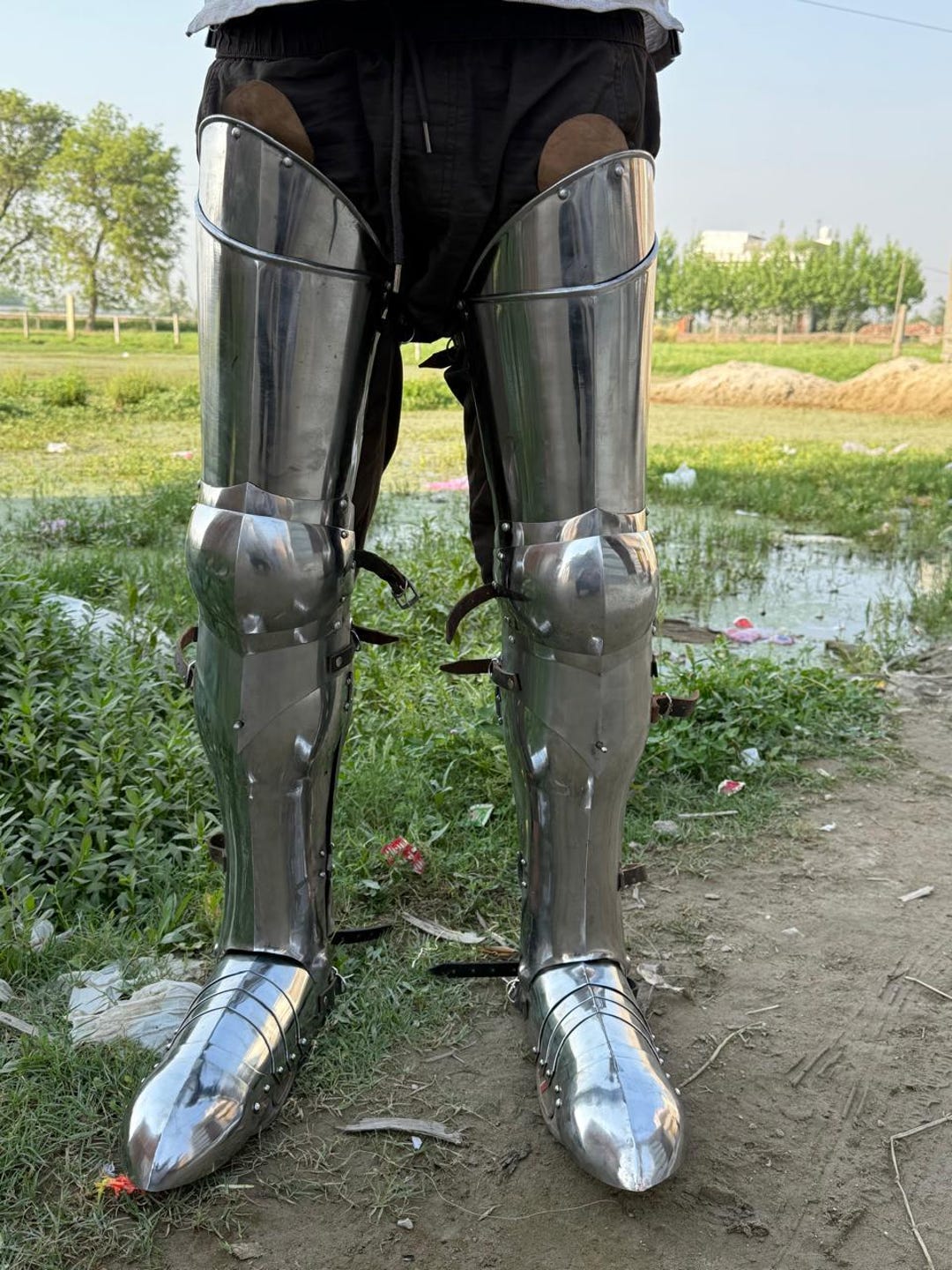 Handmade Steel Gothic Knight Leg Armor & Shoes | Medieval LARP Cosplay ...