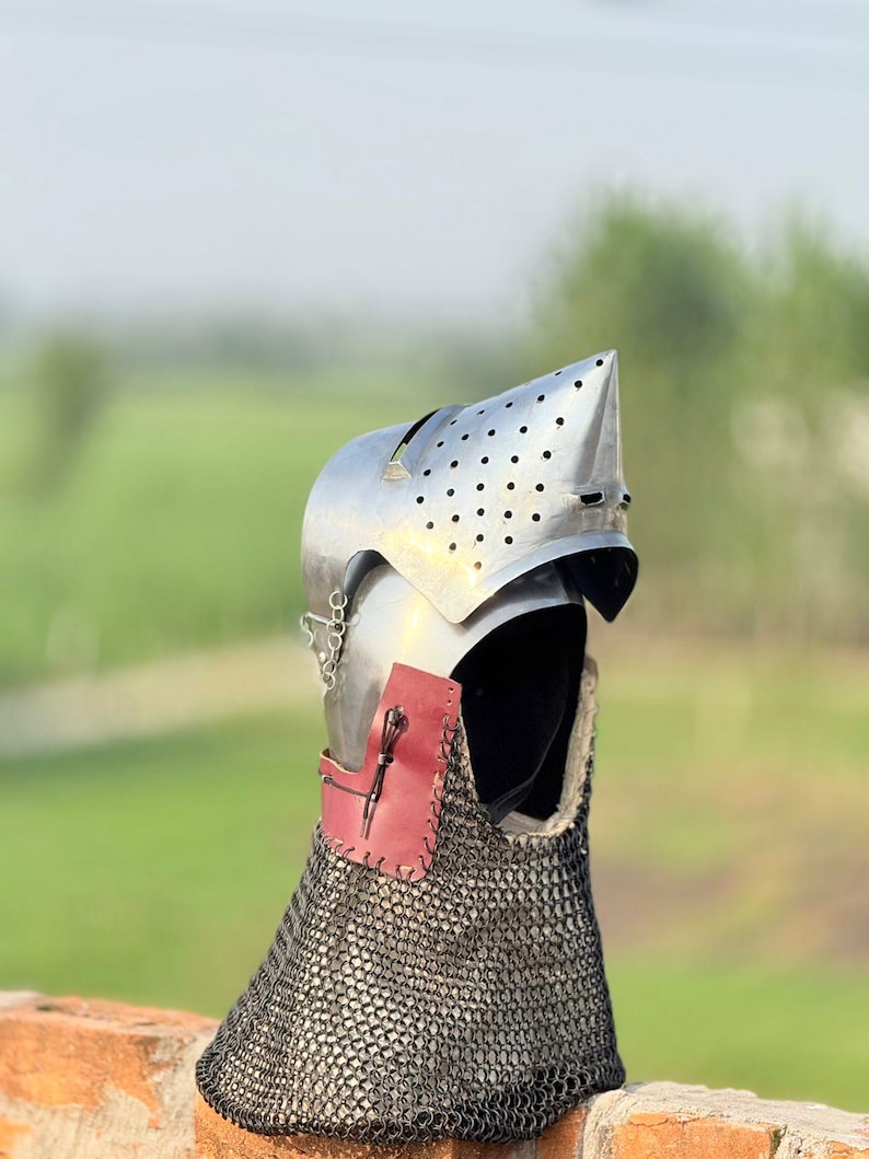 Hand-forged Steel Bascinet Helmet: Nurnberg Hounskull With Chainmail - Etsy