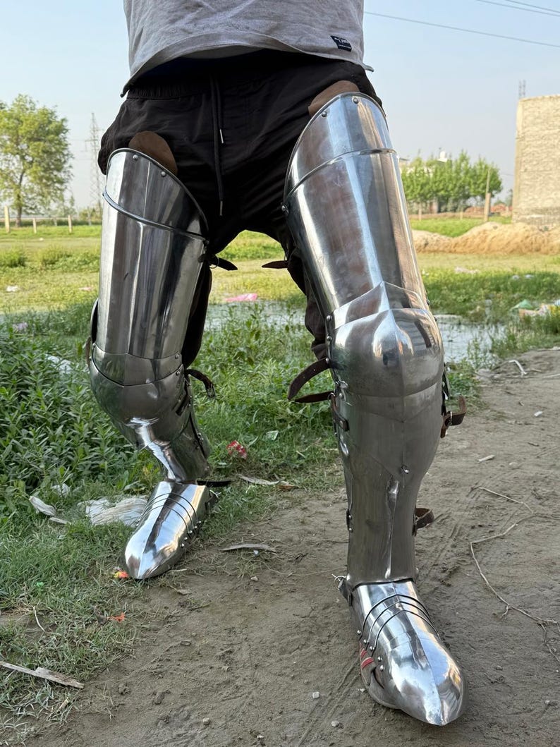 Handmade Steel Gothic Knight Leg Armor & Shoes | Medieval LARP Cosplay ...