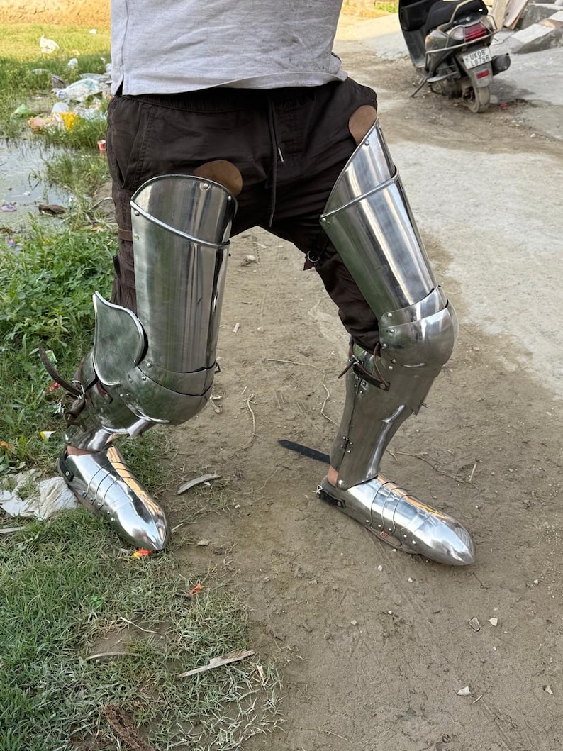 Handmade Steel Gothic Knight Leg Armor & Shoes | Medieval LARP Cosplay ...