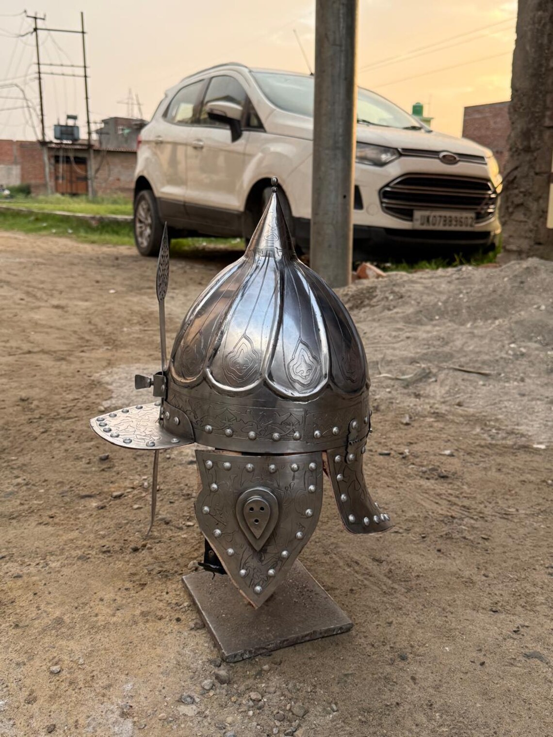 Medieval Steel Helmet With Face Guard | Handmade Knight Helmet for LARP ...