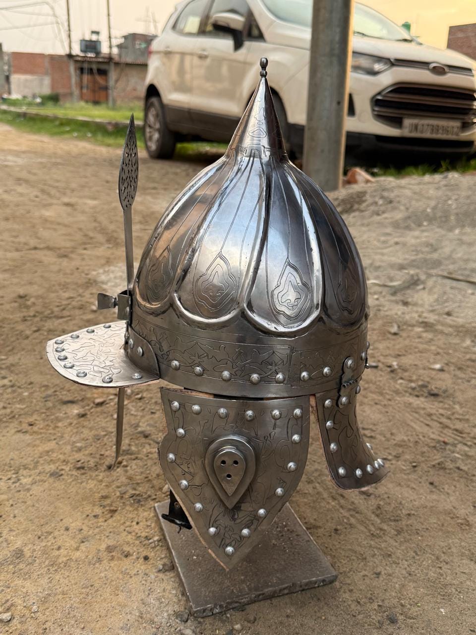 Medieval Steel Helmet With Face Guard | Handmade Knight Helmet for LARP ...