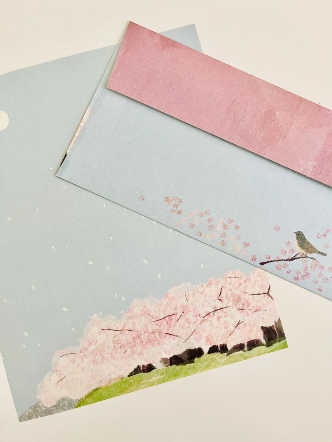Sakura Stationery Set – Japanese Cherry Blossom & Bird Letter Writing ...