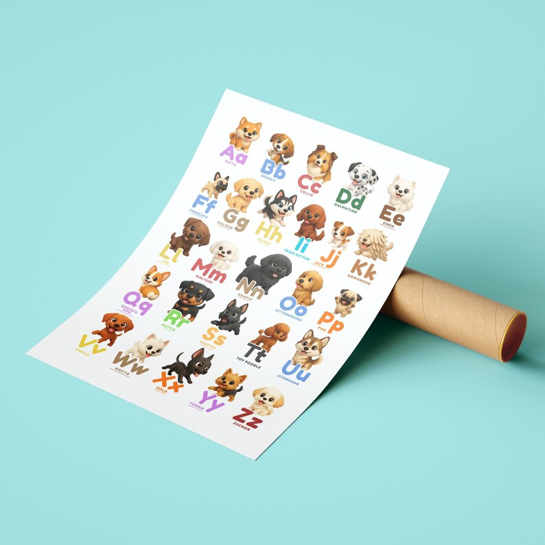 Dog Breed Alphabet Poster, Educational Wall Art (digital Download) - Etsy