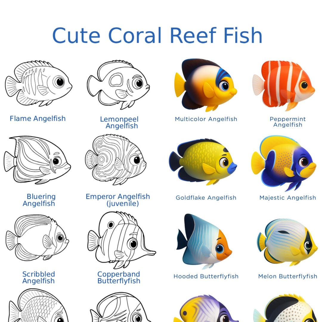 Coral Reef Fish Coloring Sheet: 60 Species, Marine Life Activity ...