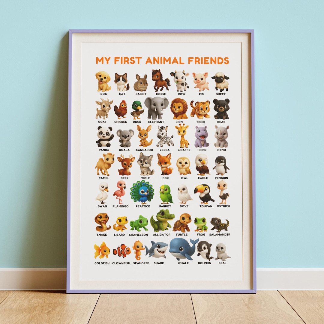 Animal Friends Poster: Educational Chart for Kids (digital Download ...