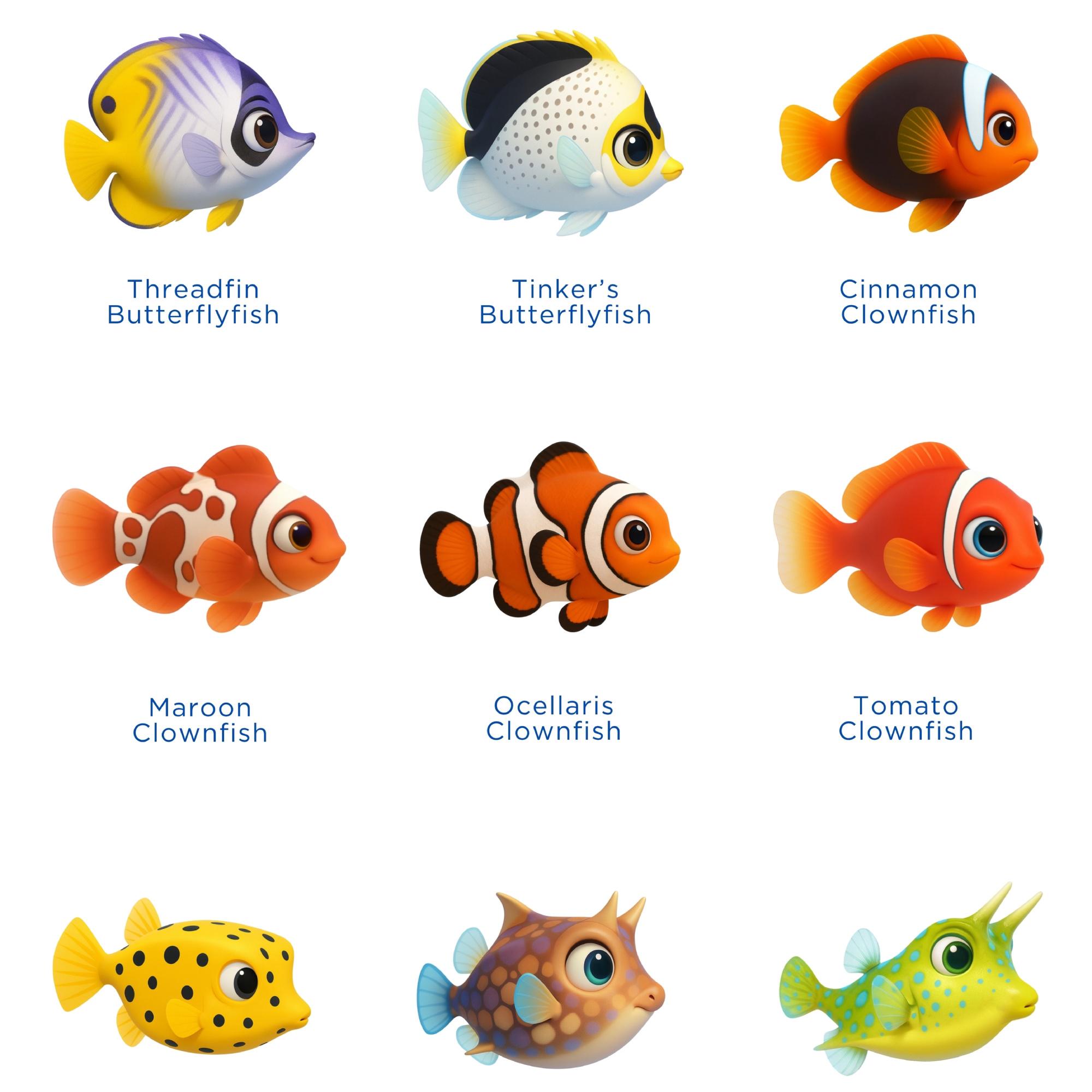 Coral Reef Fish Poster Set: Educational Marine Life Art for Kids ...