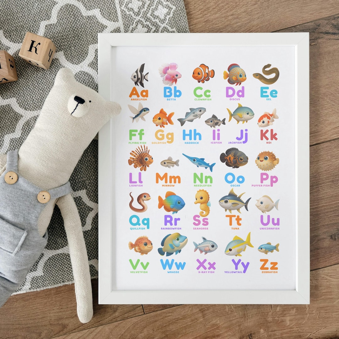 Fish Alphabet Poster: Ocean Animals ABC Chart (digital Download) - Etsy