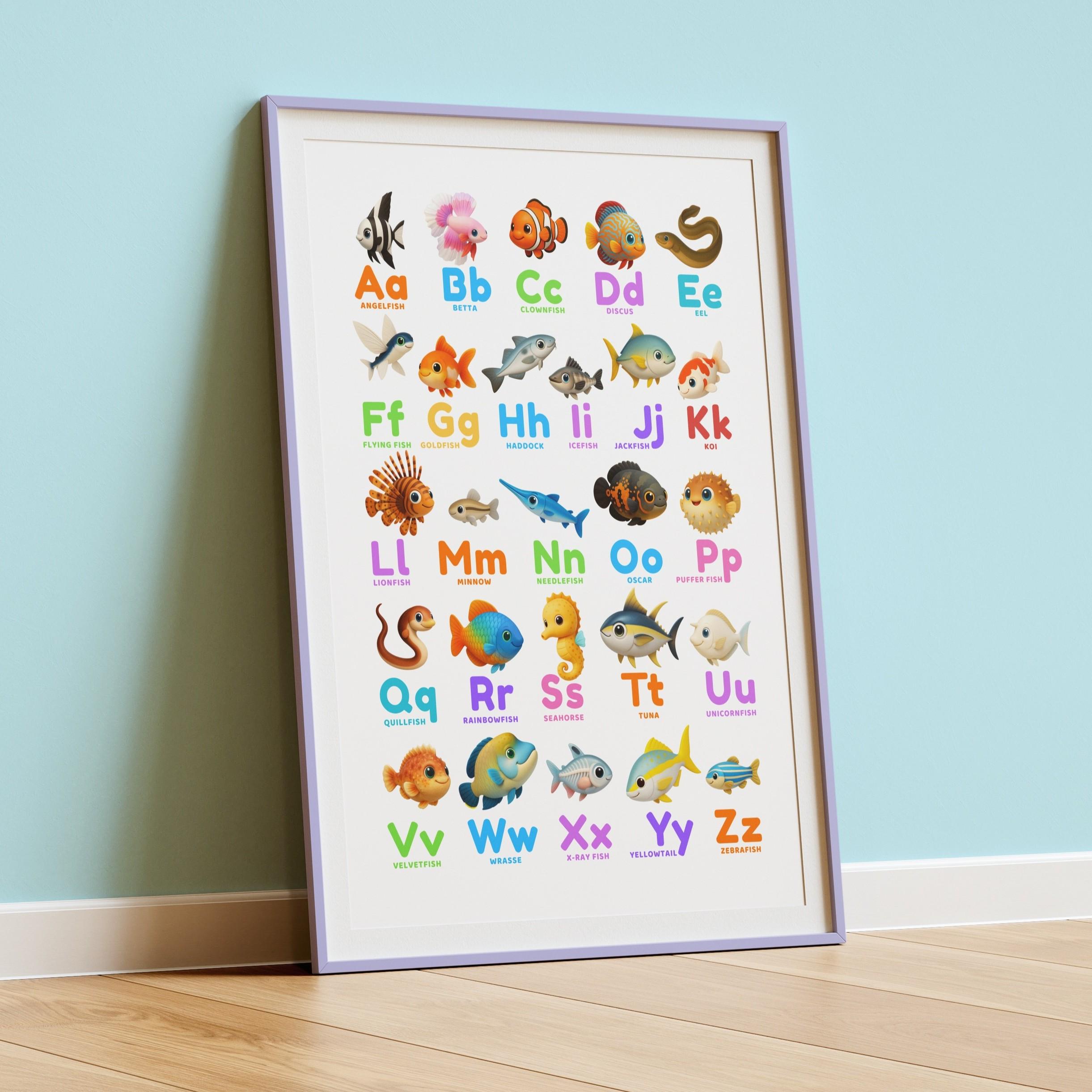 Fish Alphabet Poster: Ocean Animals ABC Chart (digital Download) - Etsy