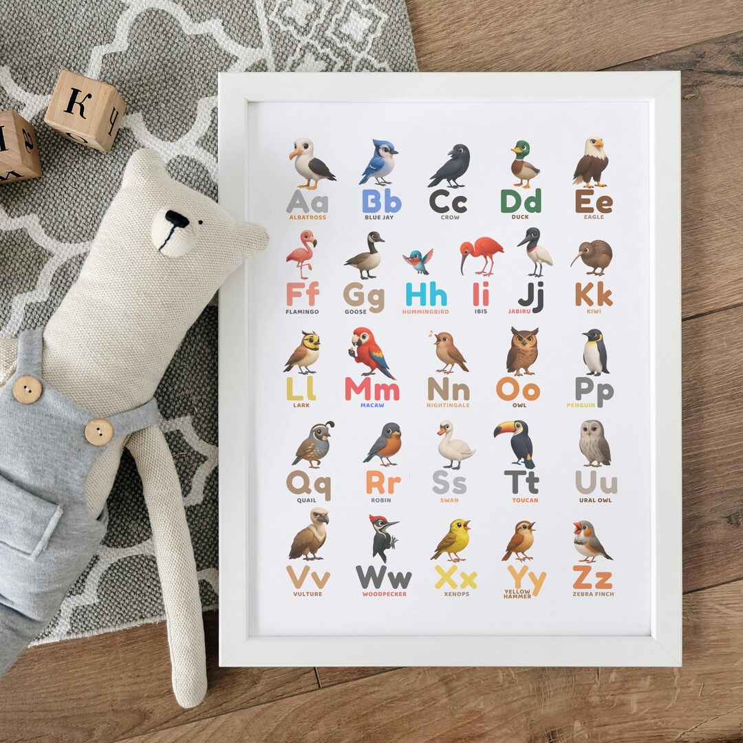 Bird Alphabet Poster: ABC Educational Nursery Print (digital Download ...