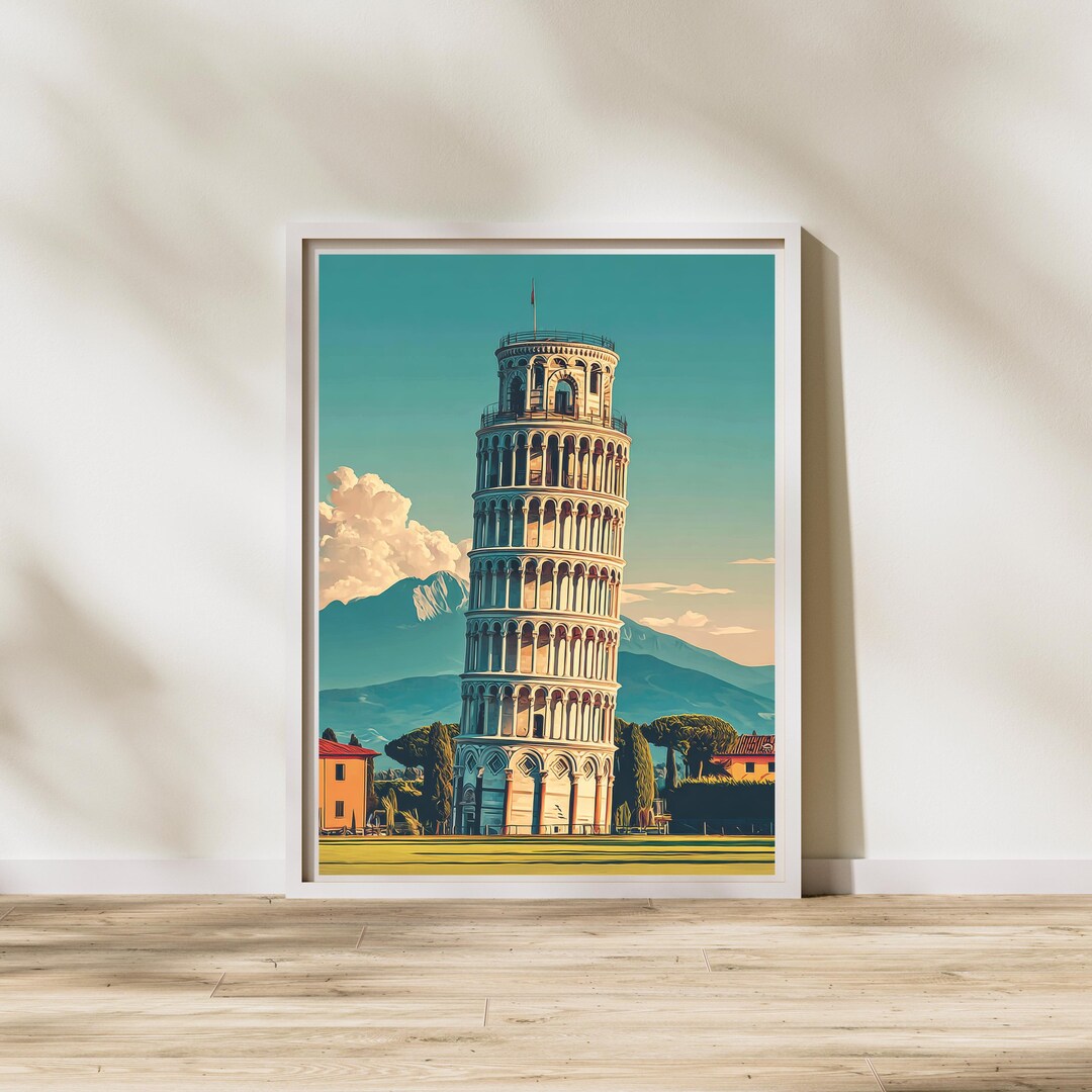 Leaning Tower of Pisa Print: Italy Travel Poster, Vintage Style - Etsy