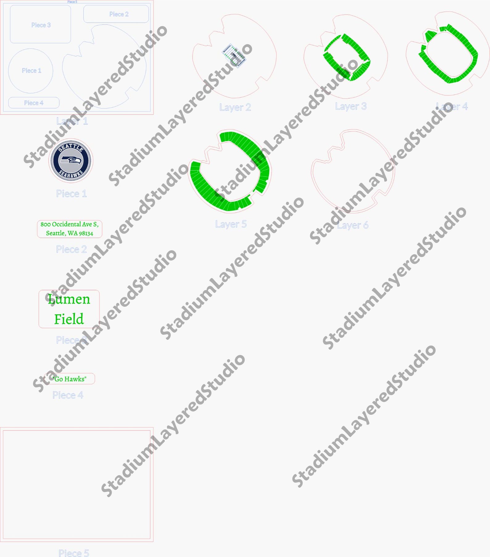 Lumen Field 3D Layered Stadium SVG - Seattle Football (digital Download ...