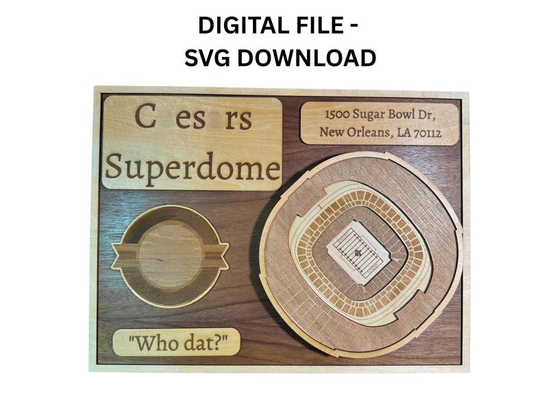 Caesars Superdome 3D Layered Stadium SVG - New Orleans Football ...