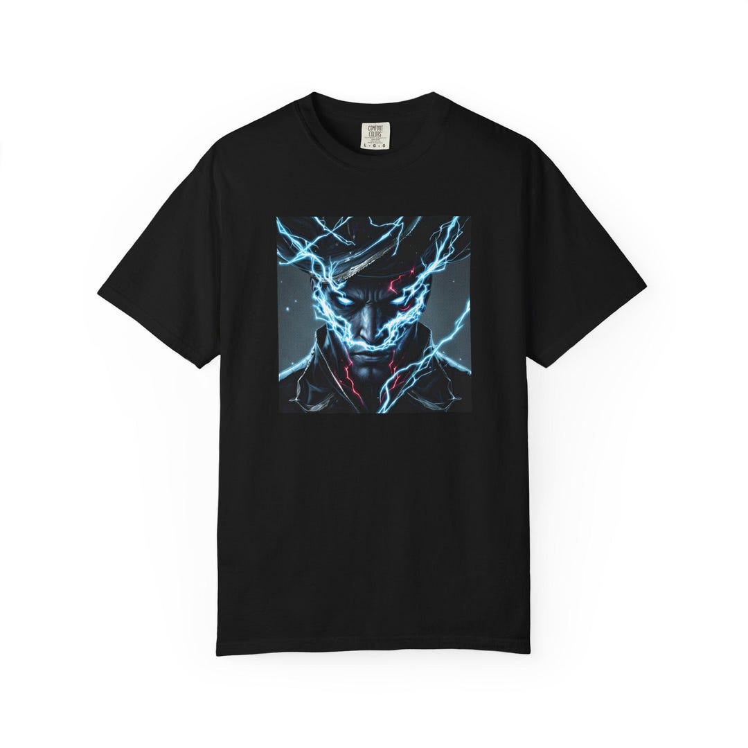 Electric Demon Face T-shirt | Neon Lightning Horror Illustration - Etsy