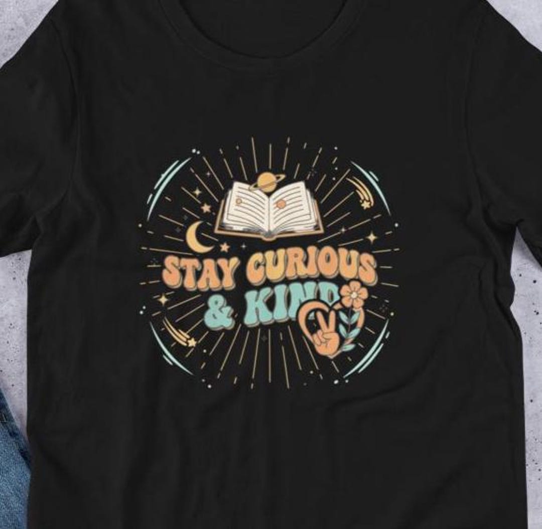 Retro 70s Stay Curious & Kind T-shirt, Groovy Peace Sign - Etsy