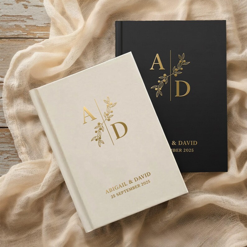 Personalized Couple Memory Book With Initials, Personalized Gold Foil ...