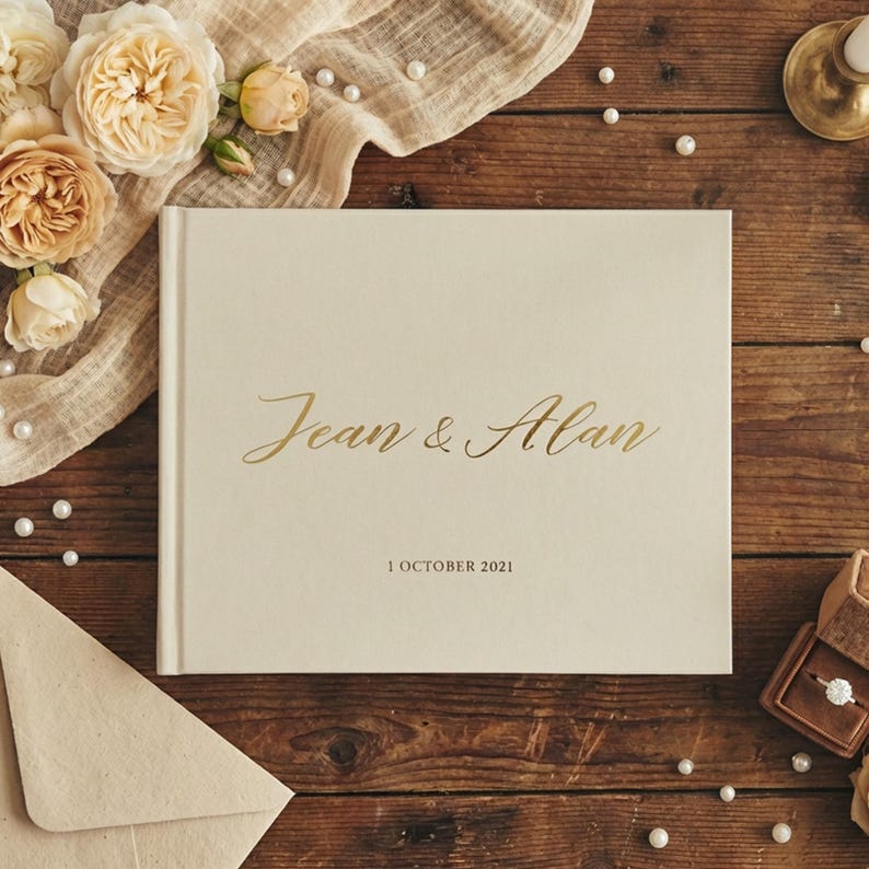 Custom Wedding Guest Book With Photo Pages, Personalized Wedding Memory ...