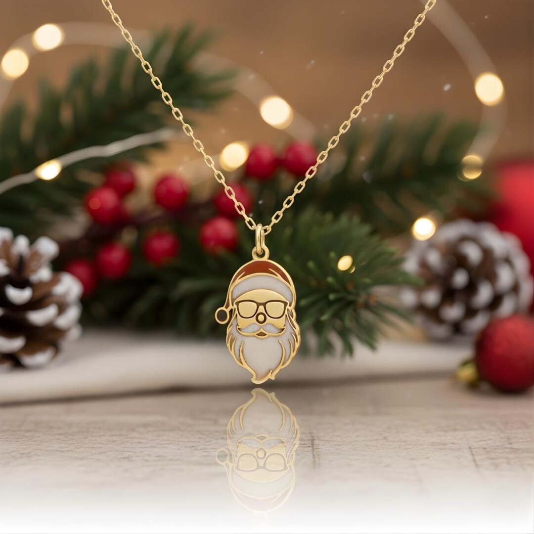 Gold Santa Necklace | Cute Santa Pendant Jewelry for Women | Festive ...