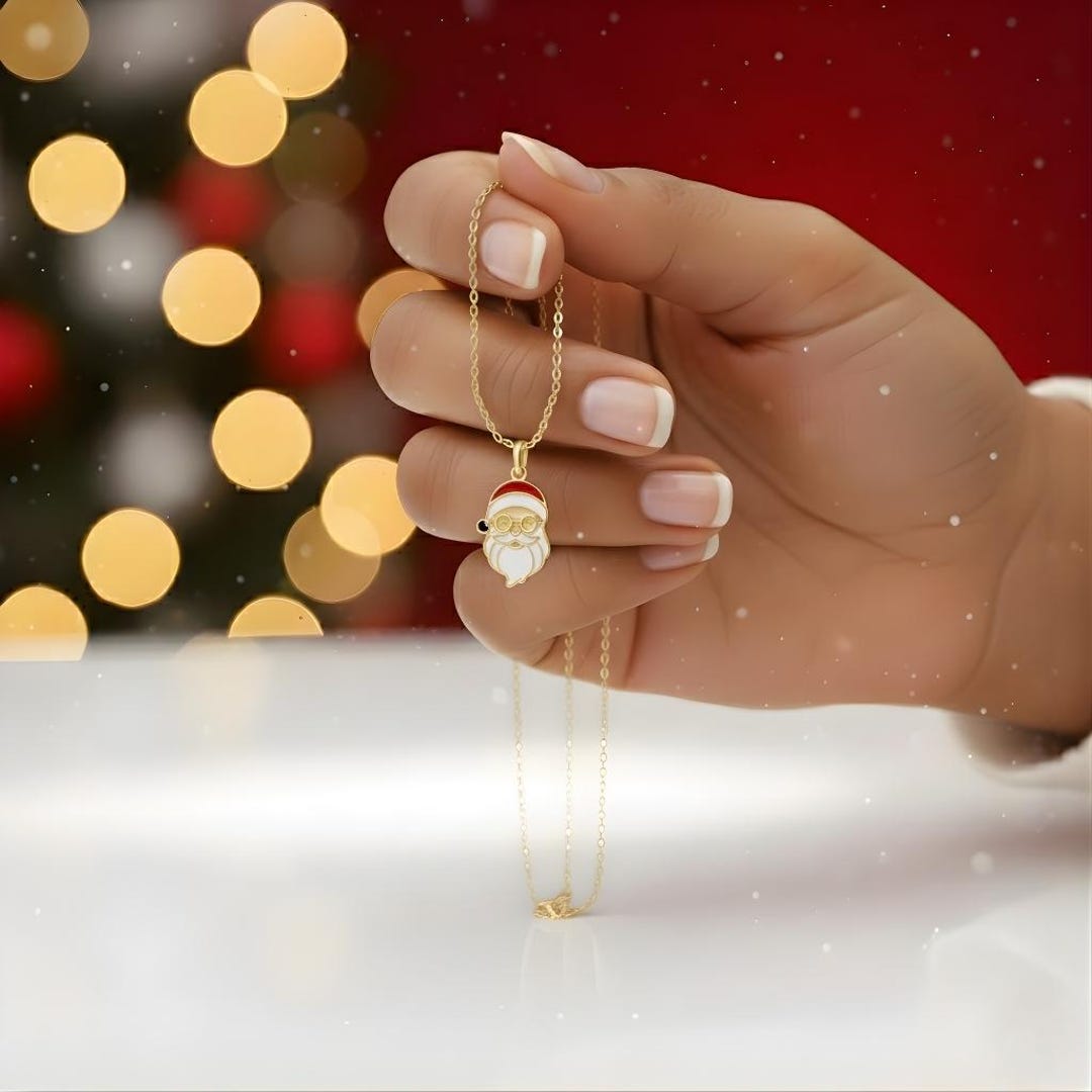 Gold Santa Necklace | Cute Santa Pendant Jewelry for Women | Festive ...
