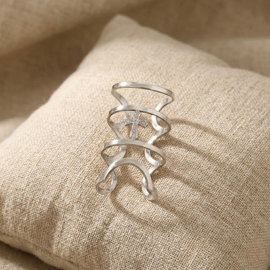 Cross Wave Stacked Midi Ring | Gold Stacking Ring Set for Women ...