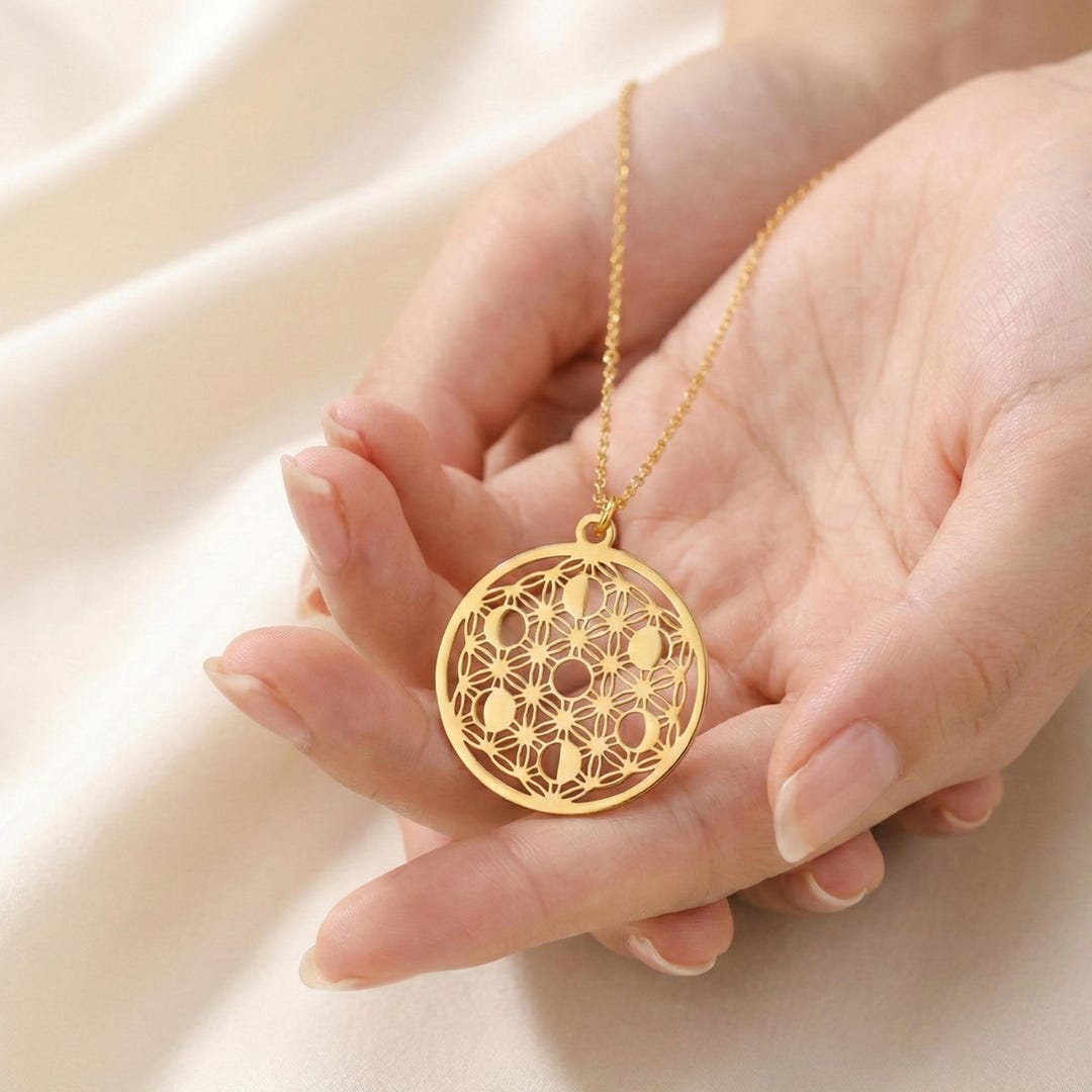 Moon Phases Necklace | Celestial Lunar Cycle Pendant | Mystical Jewelry ...