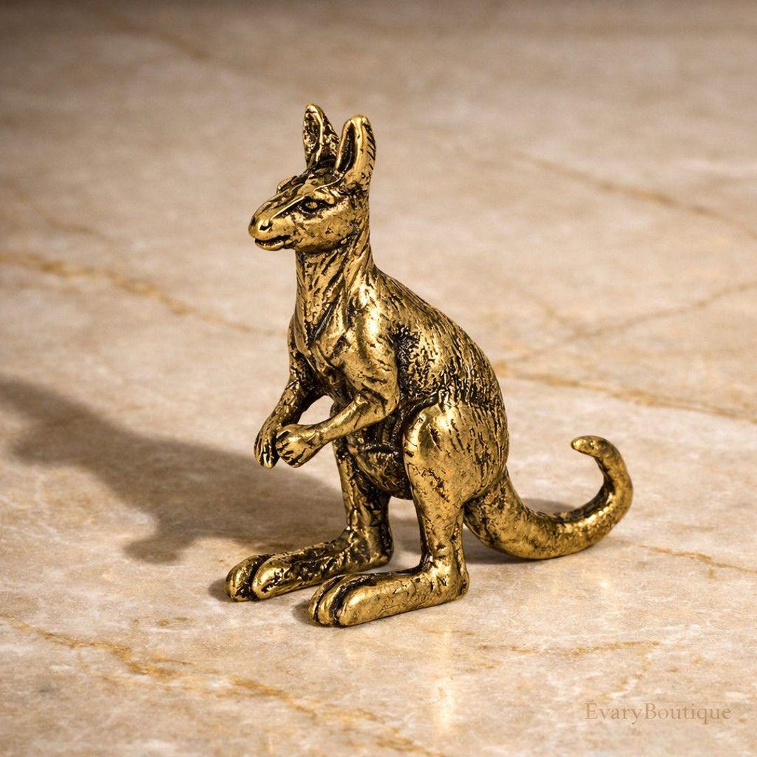 Brass Kangaroo Figure, Cute Miniature Statue, Tea Pet, Desk Ornament ...