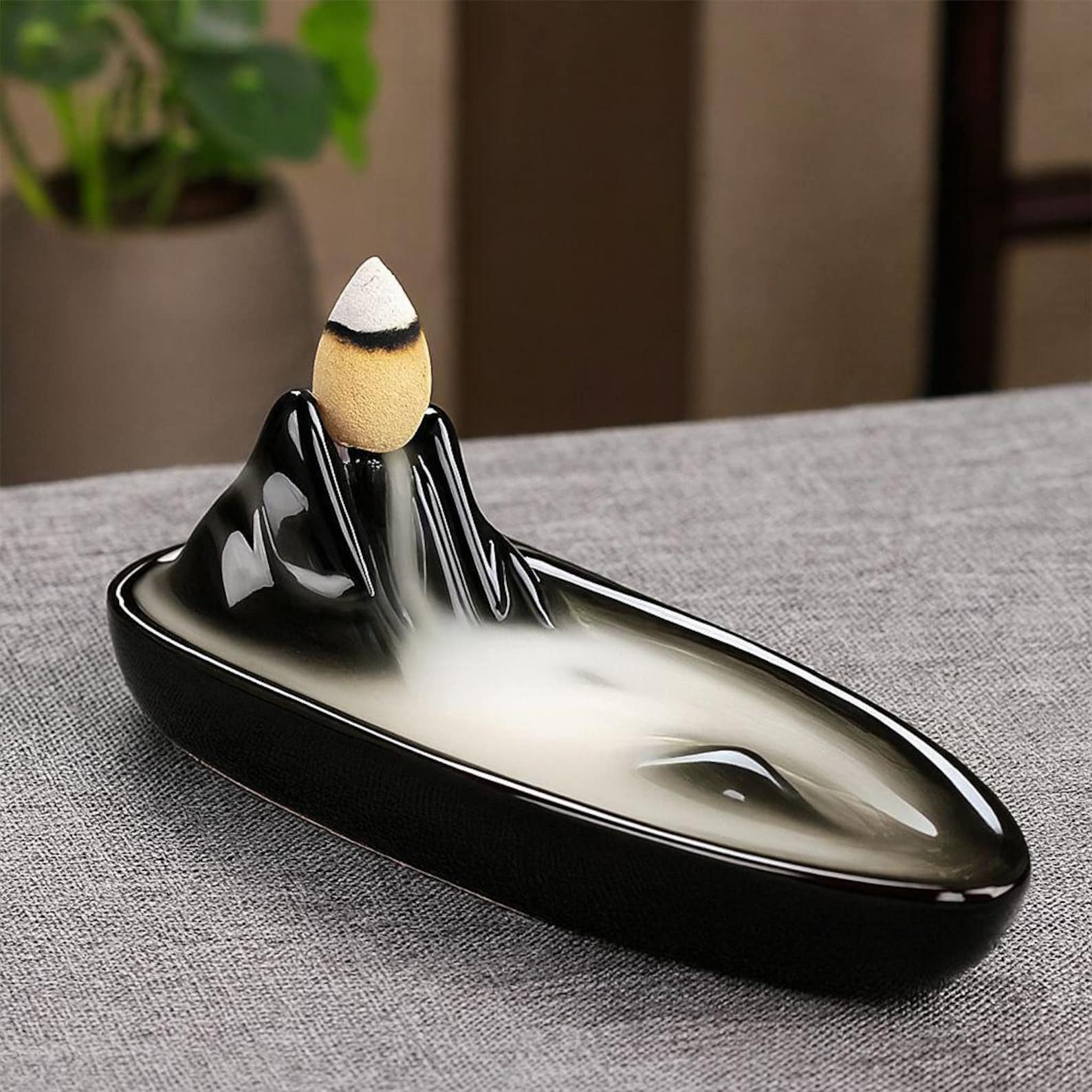 Ceramic Backflow Incense Burner, Aromatherapy Smoke Fountain, Japanese ...